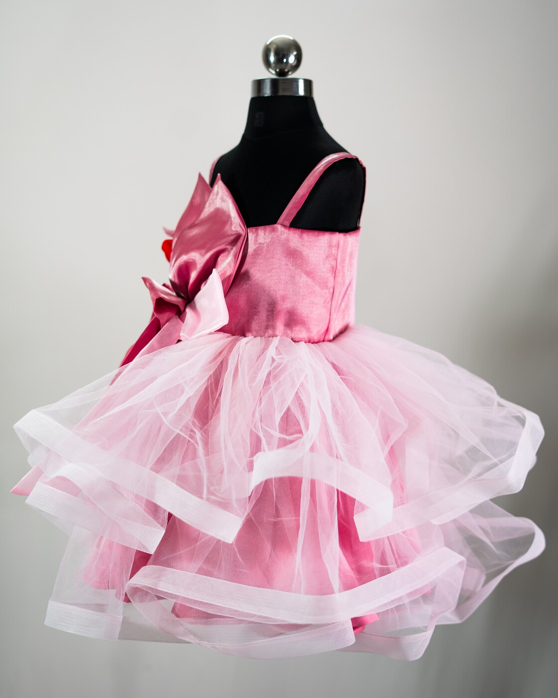 Raspberry Ruffle Bow - Sweet Pink Tulle Dress with Glam Bow